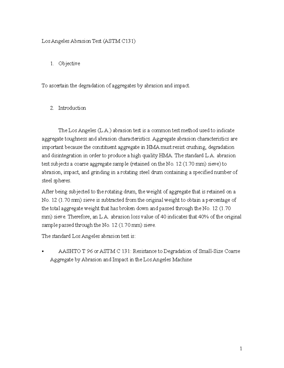 Los Angeles Abrasion Test ggggggg - Los Angeles Abrasion Test (ASTM ...