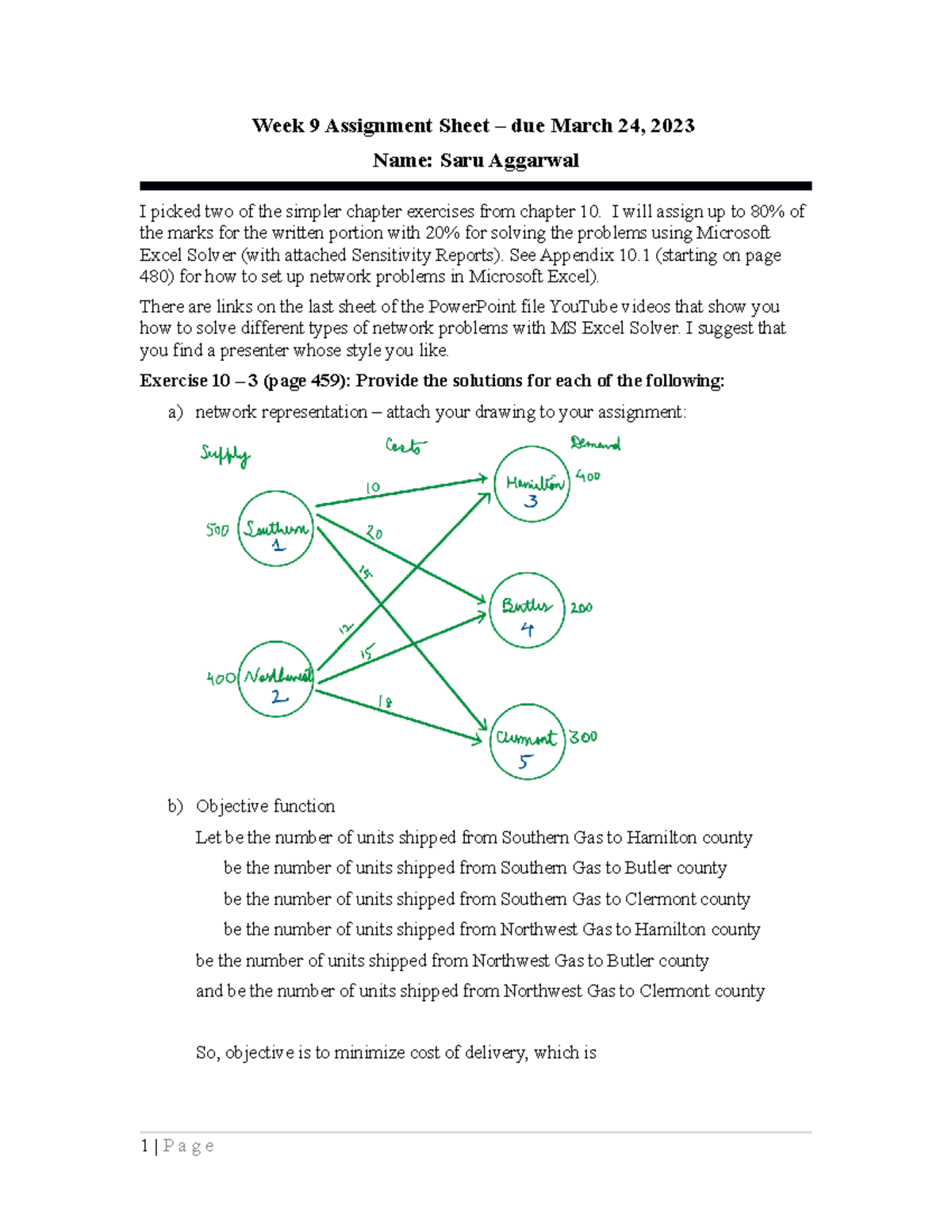 Assignment Week - 9 - Week 9 Assignment Sheet – due March 24, 2023 Name: Saru Aggarwal I picked ...