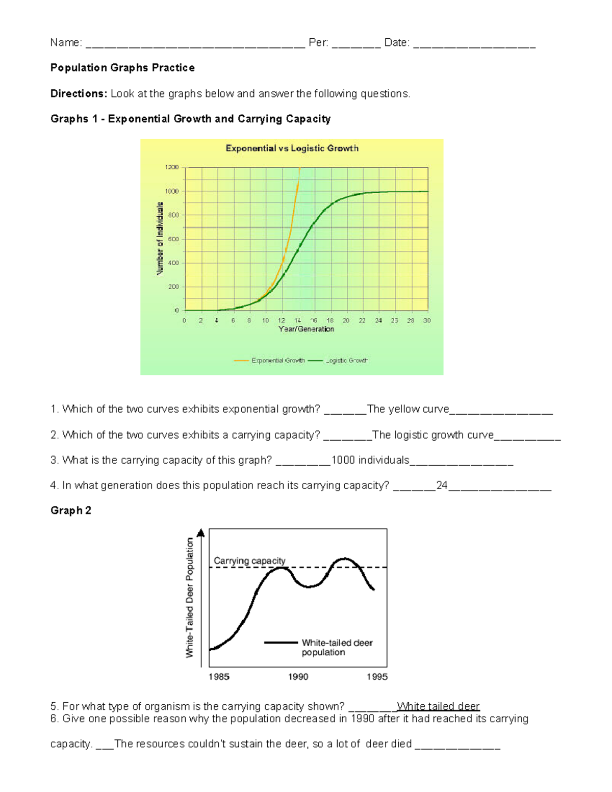 Population Graph Worksheet 1 - Name ...