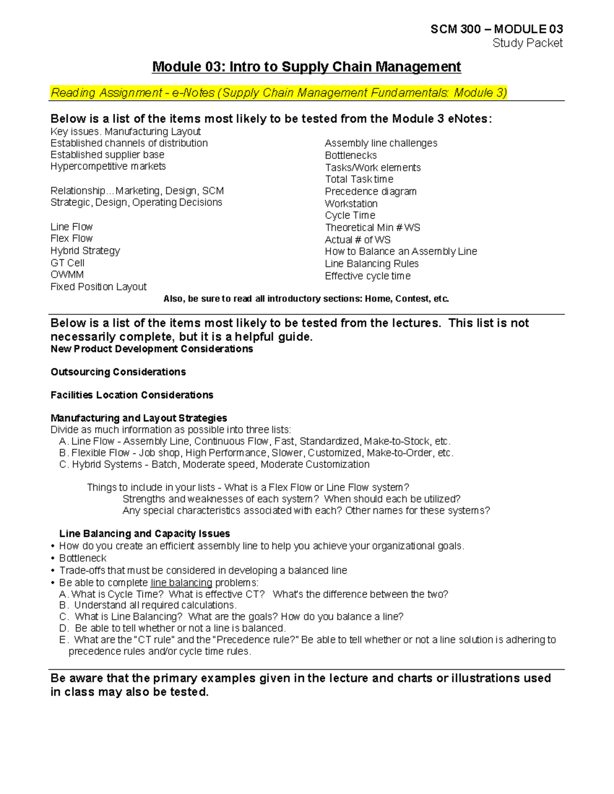 M03 Study Guide OLHyb - Lecture notes 6-10 - SCM 300 – MODULE 03 Study ...