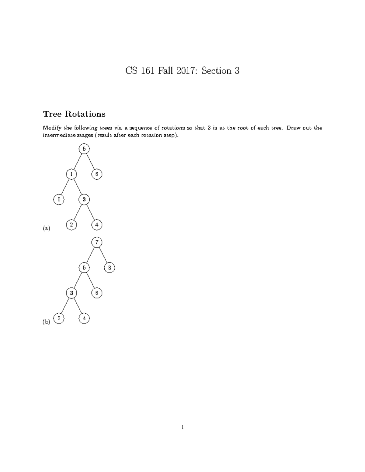 Data Structures Week 3 exercises - CS 161 Fall 2017: Section 3 Tree ...