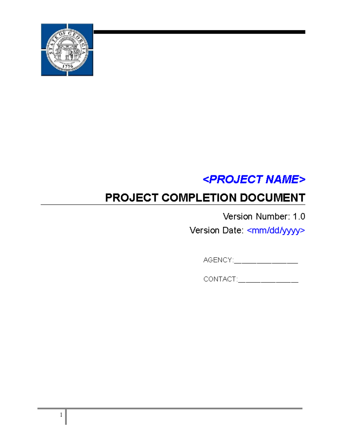 Project Completion Document Template - PROJECT COMPLETION DOCUMENT ...