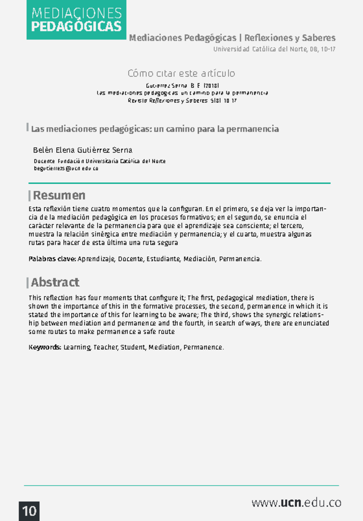 Mediaciones Pedagogicas - Revista - Universidad Católica del Norte, 08, 10- ucn.edu Las ...