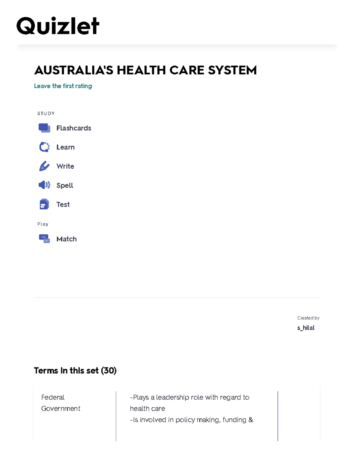 Australia'S Health CARE System Flashcards Quizlet - AUSTRALIA'S HEALTH ...