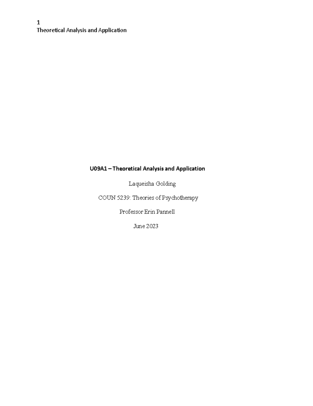 u09a1 Theory Application - Theoretical Analysis and Application U09A1 – Theoretical Analysis and ...