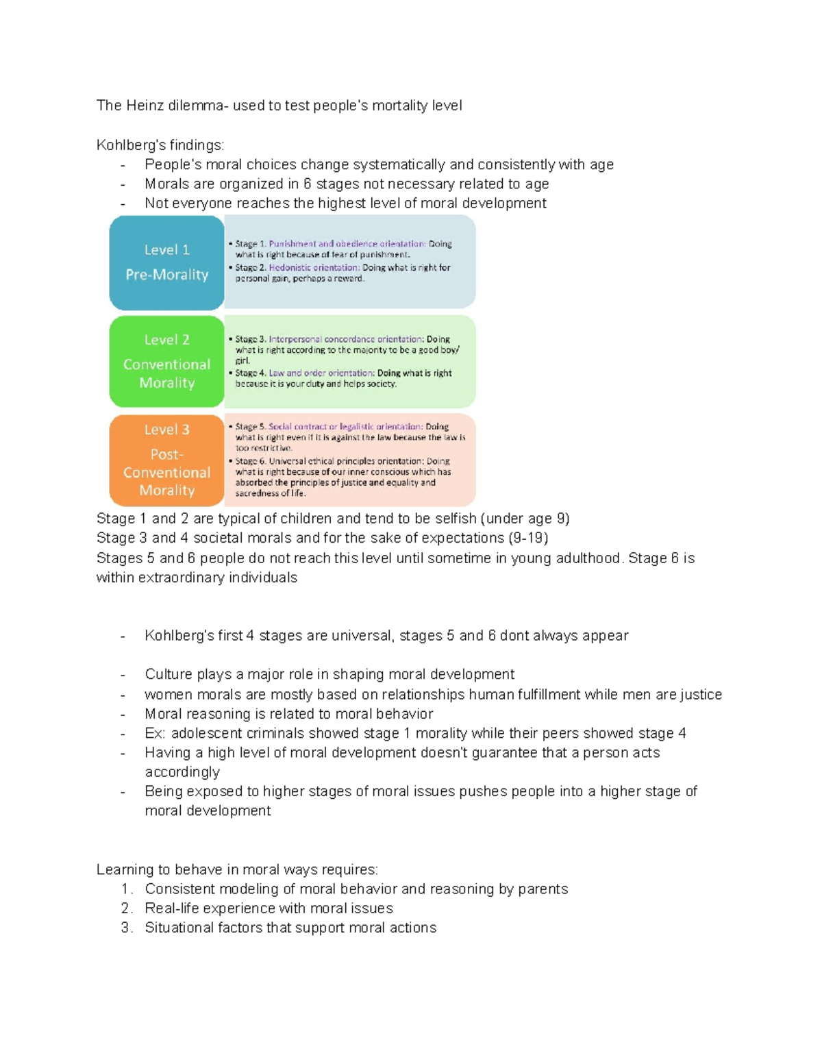 Morality - Kohlberg's findings, stages of moral development, childhood ...