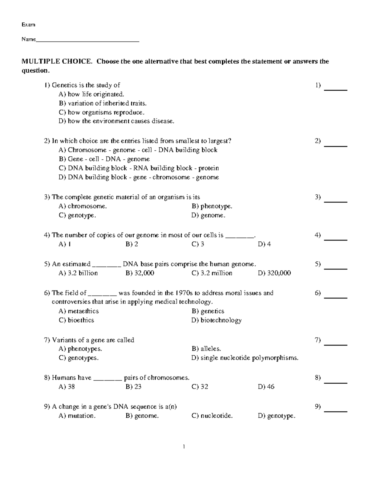 Practice Chapter 1 Exam - Exam Name ...