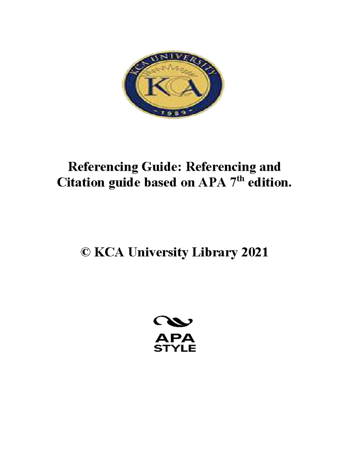 APA Referencing 7th edition-1 - Referencing Guide: Referencing and ...