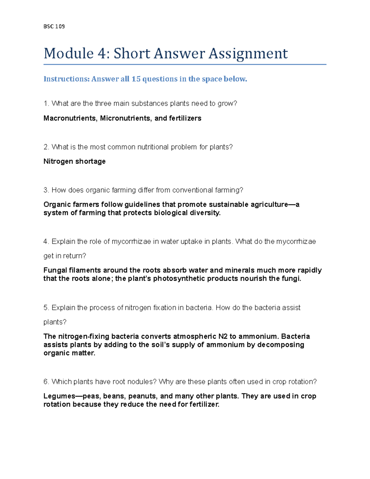 Alexandriabarker mod4Assign - BSC 109 Module 4: Short Answer Assignment ...