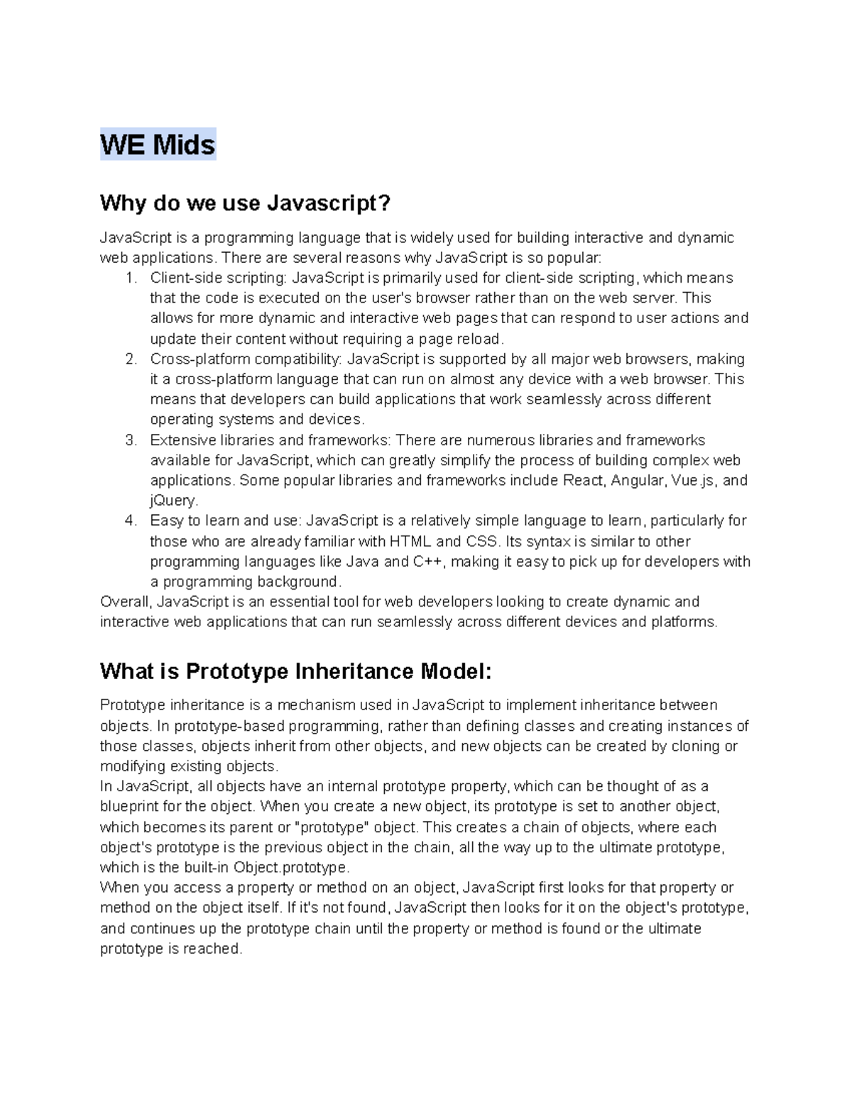 WE Mids - WE mids notes - WE Mids Why do we use Javascript? JavaScript ...