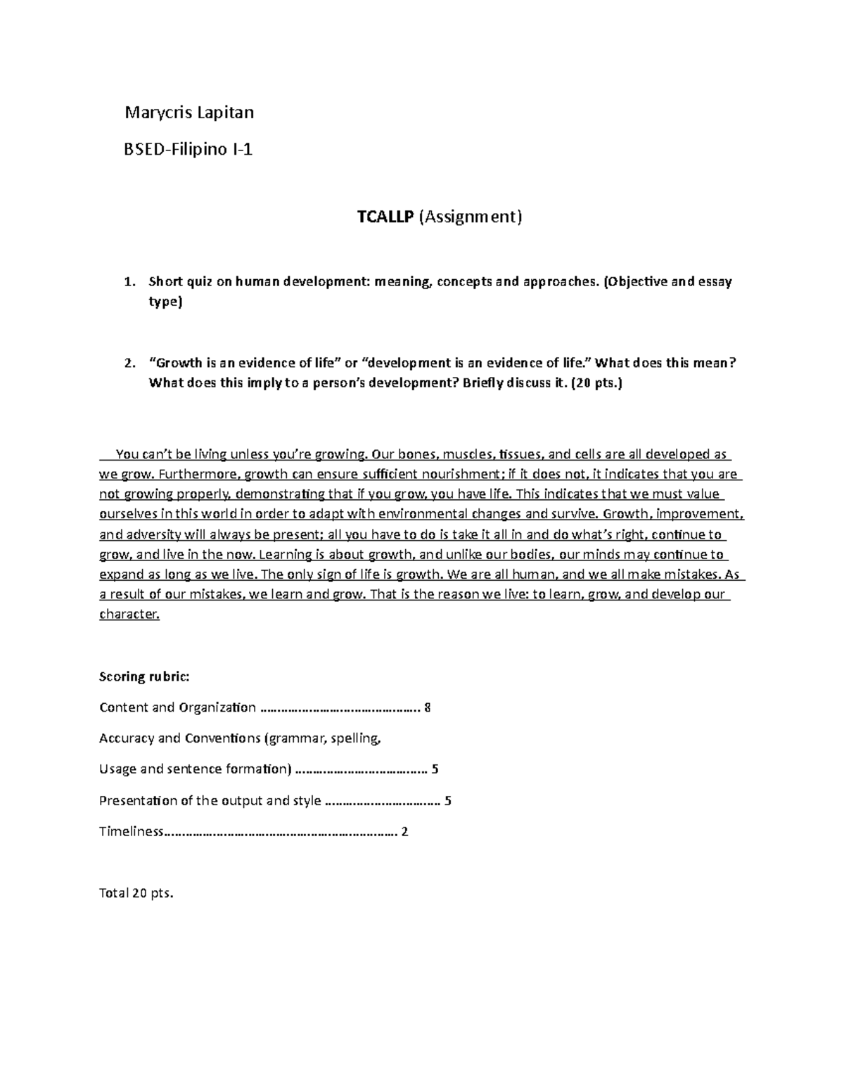 Short Quiz On Human Development Meaning Concepts And Approaches
