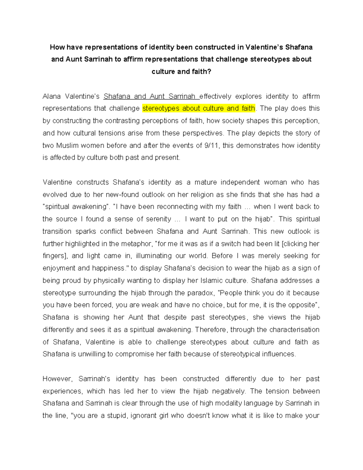 Shafana and Aunt Sarrinah Sample - How have representations of identity ...