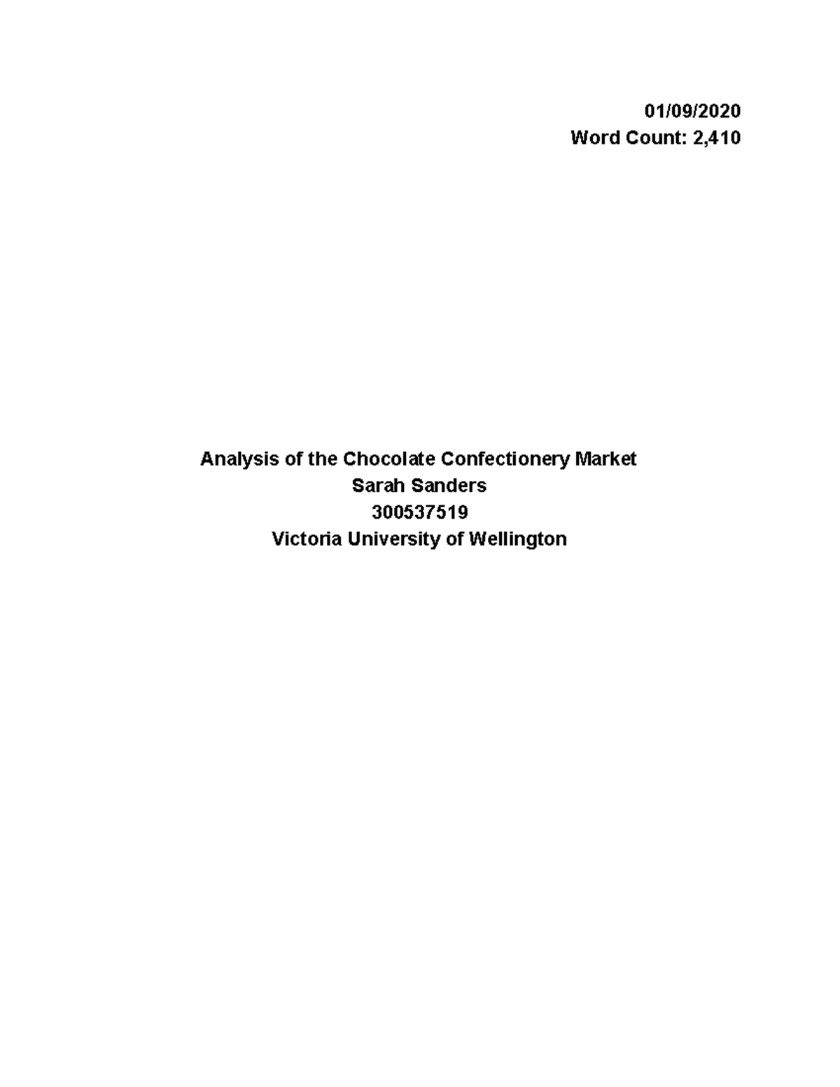 MARK101 Assignment Part A - 01/09/ Word Count: 2, Analysis of the ...