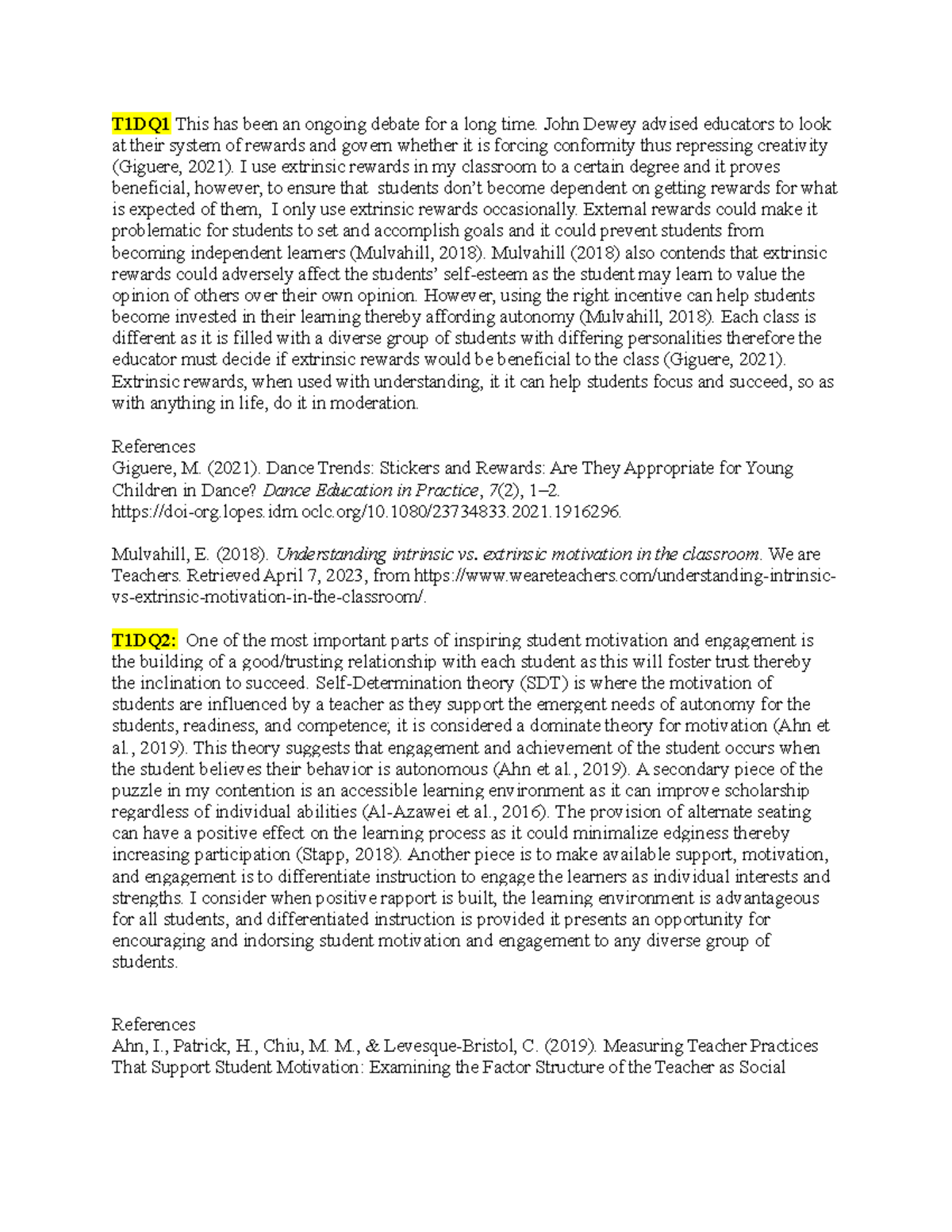 T1.docx dq 1and 2 - jx'[PD - T1DQ1 This has been an ongoing debate for a long time. John Dewey ...