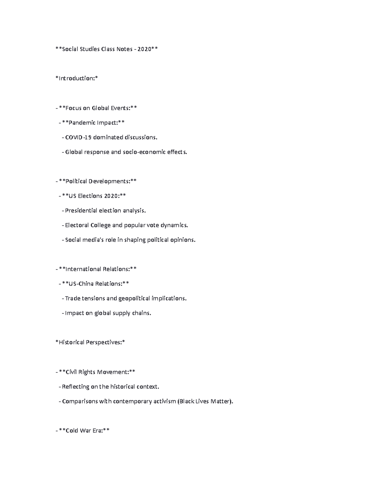 2020 social studies notes - Social Studies Class Notes - 2020 ...