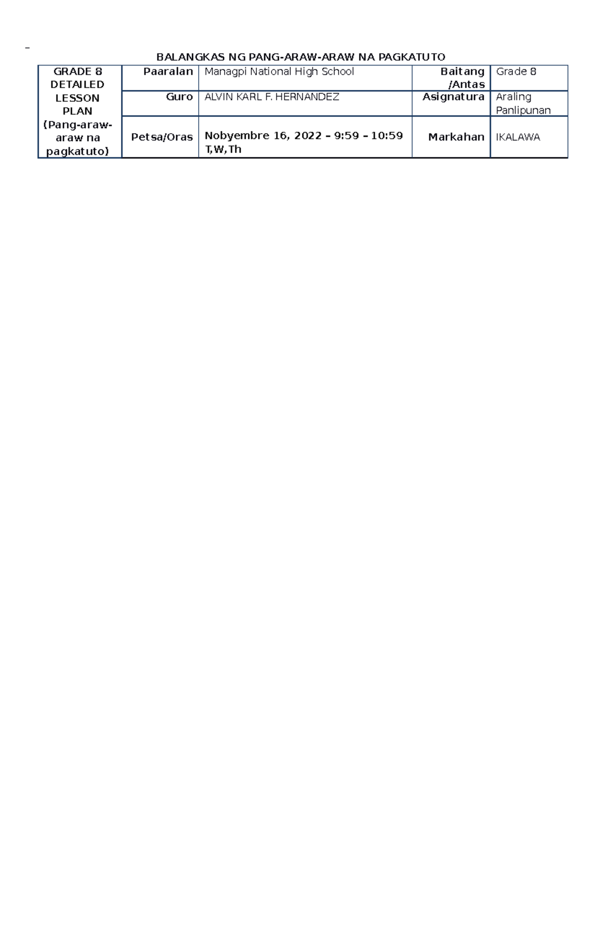 Q2-M2-Ang Simula ng Roma - BALANGKAS NG PANG-ARAW-ARAW NA PAGKATUTO ...