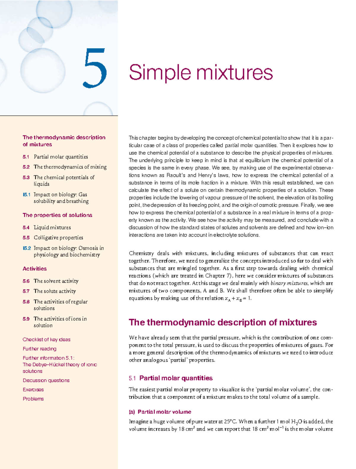 Chapter 5 - Simple Mixture - Simple mixtures This chapter begins by ...