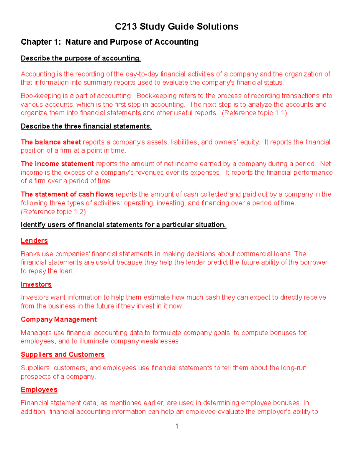 C213 Study Guide Answers - C213 Study Guide Solutions Chapter 1: Nature ...