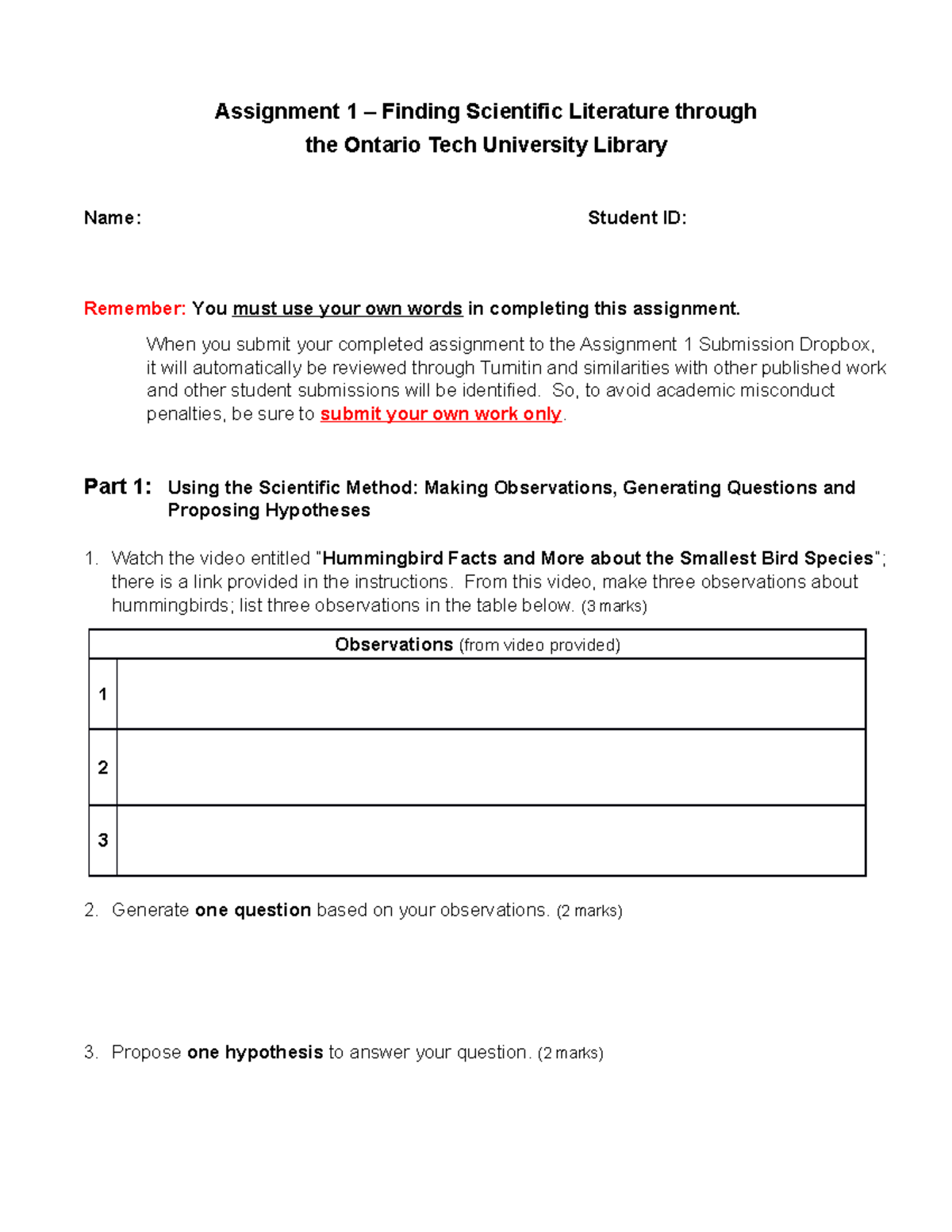 Assignment 1-Finding Literature-worksheet - Assignment 1 – Finding Scientific Literature through ...