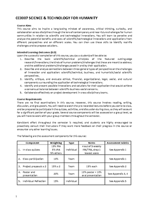 CC0007 - NTU - Science & Technology For Humanity - Studocu