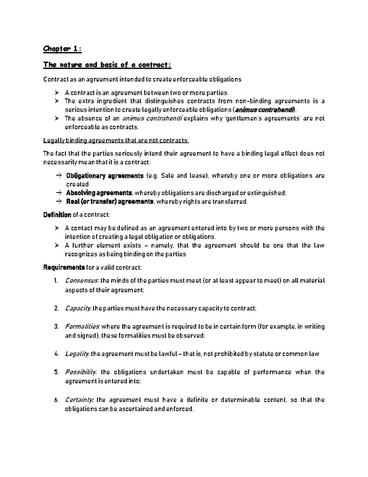 PVL Contract LAW Summaries - Law of Contract - UNAM - Studocu