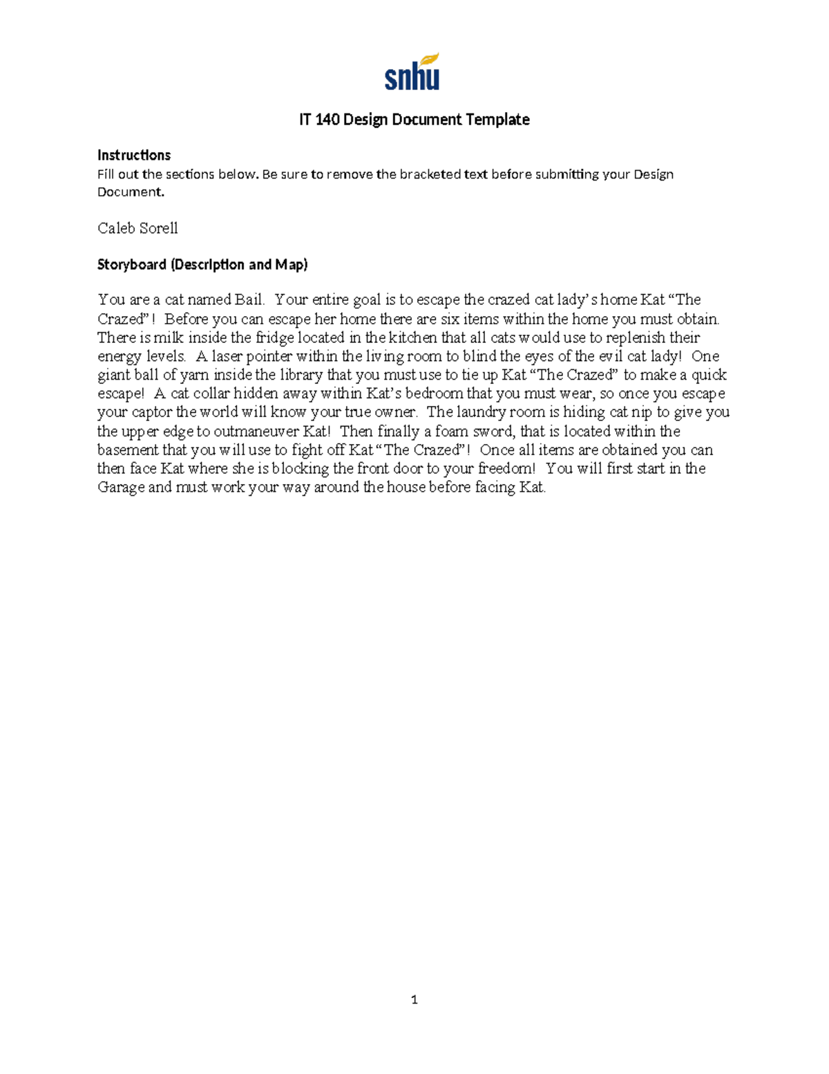 Project Python Cat - 1254 - IT 140 Design Document Template ...