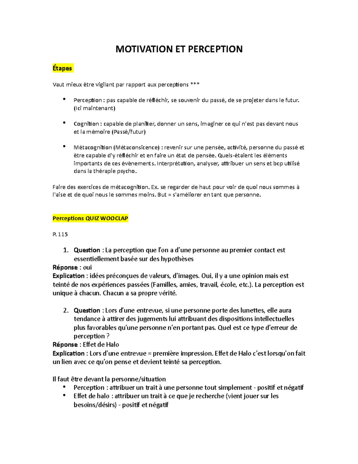 Motivation ET Perception - MOTIVATION ET PERCEPTION Étapes Vaut mieux ...