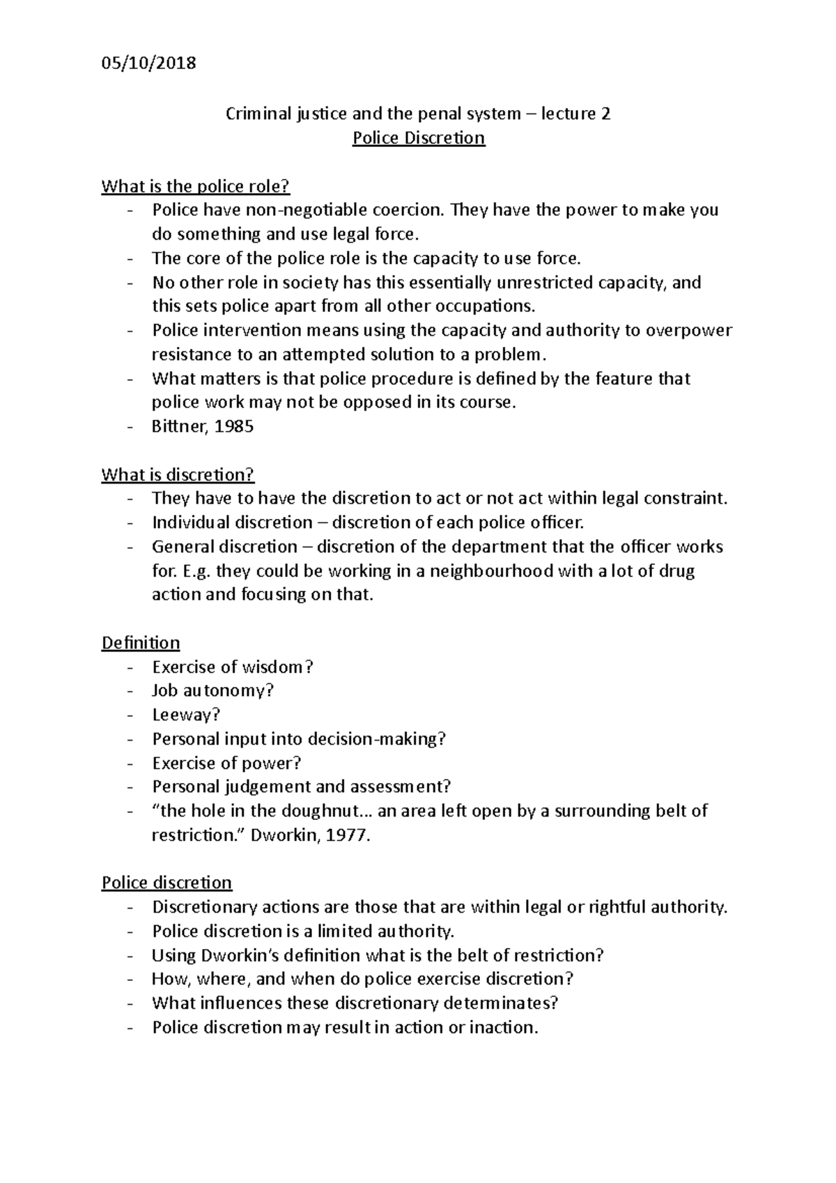 2(2)-Police discretion - Criminal jusice and the penal system – lecture ...