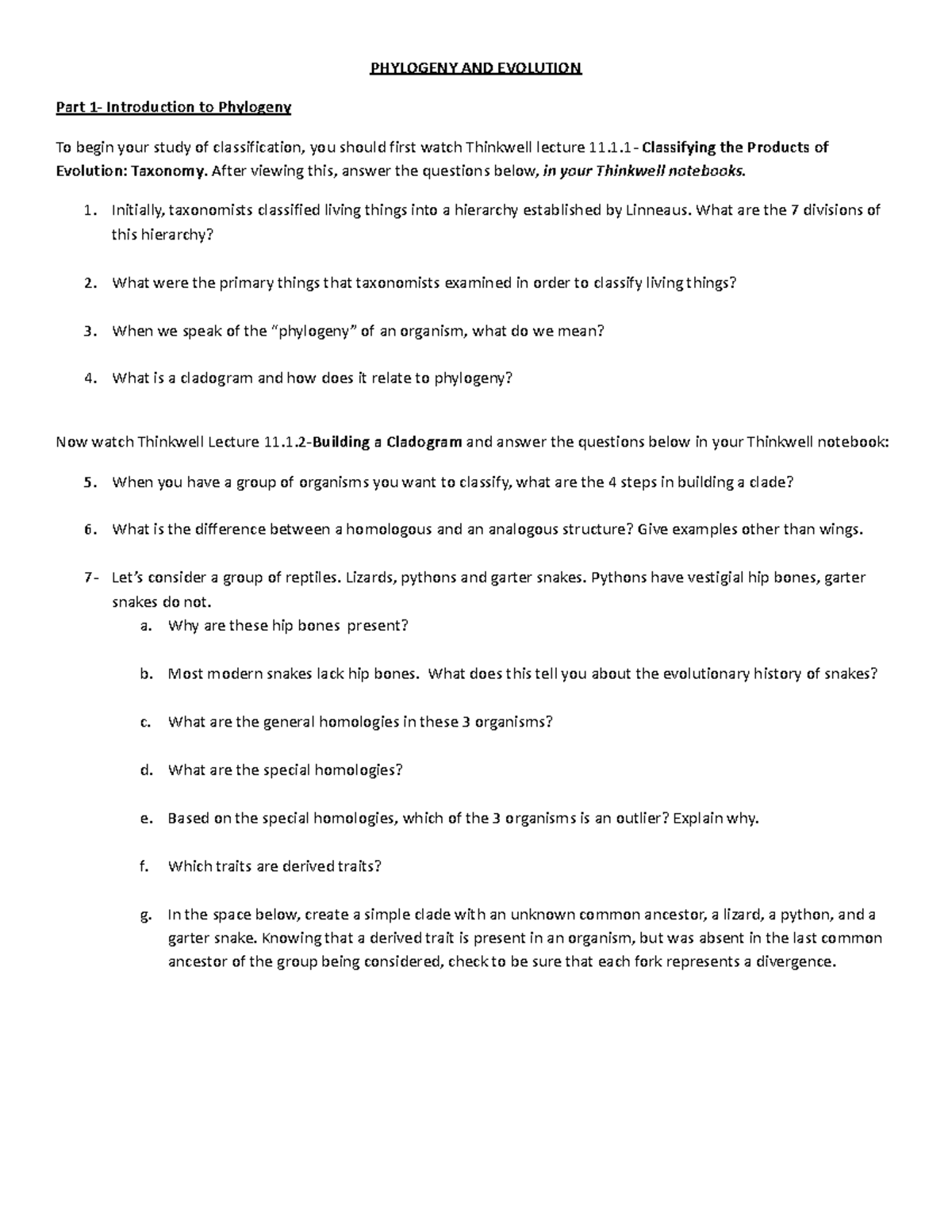 Phylogeny AND Evolution Part I - PHYLOGENY AND EVOLUTION Part 1 ...