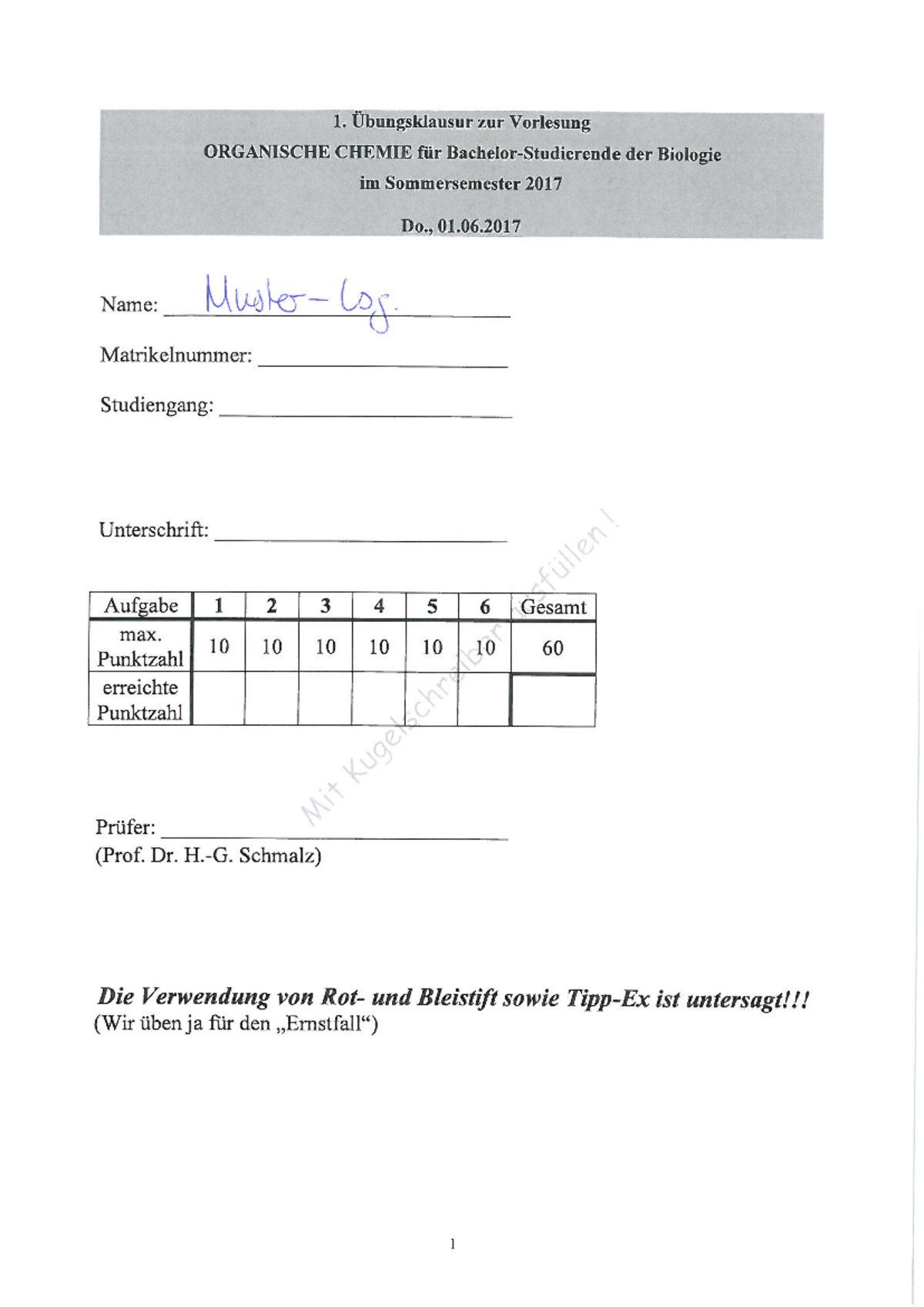 Musterloesung UEB-1 Übungen zur Vorlesung Organische Chemie - Studocu