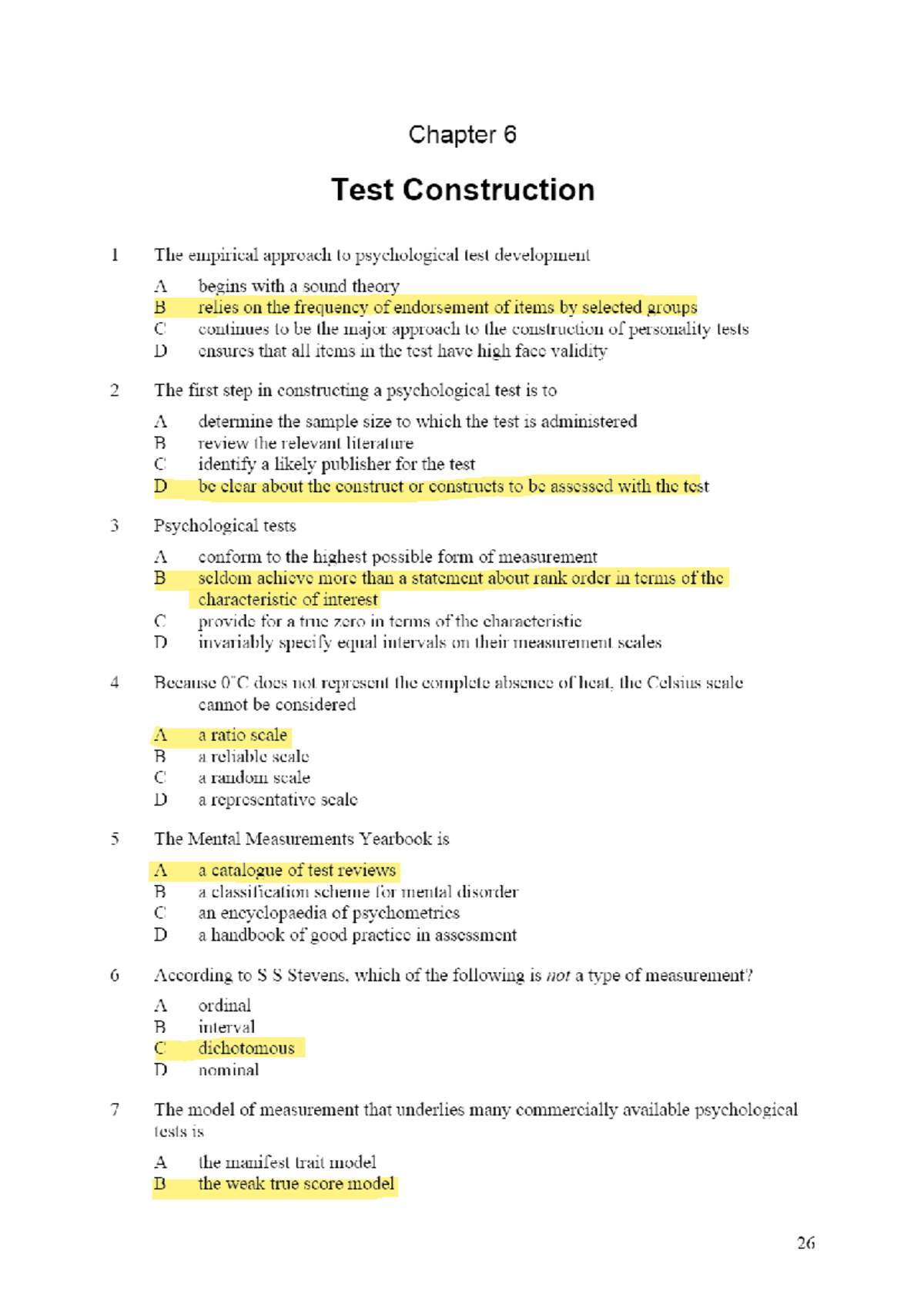 Test Construction - Reviewer - BS Psychology - Studocu