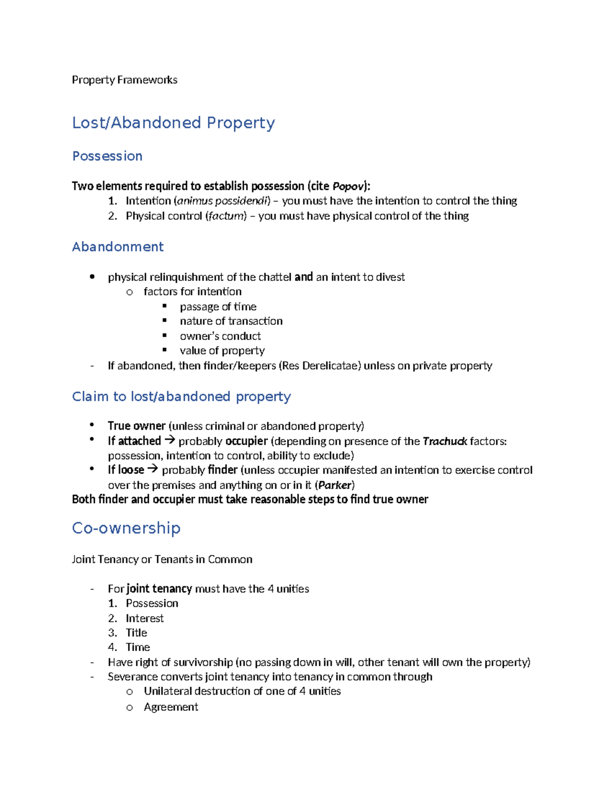 Property Frameworks - Framework for fact pattern analysis - Property ...