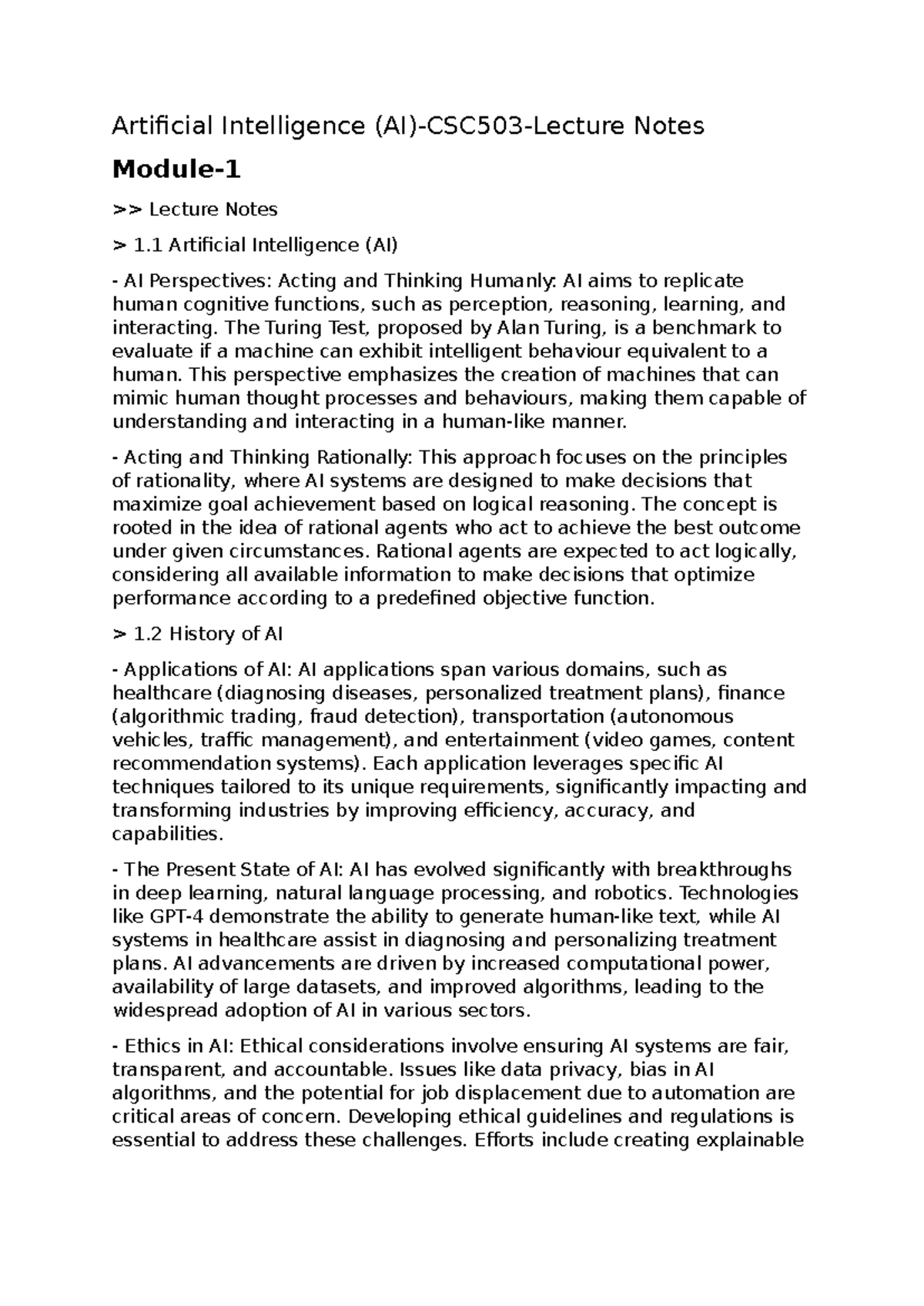 Lecture Notes Artificial Intelligence Ai Csc503 Lecture Notes