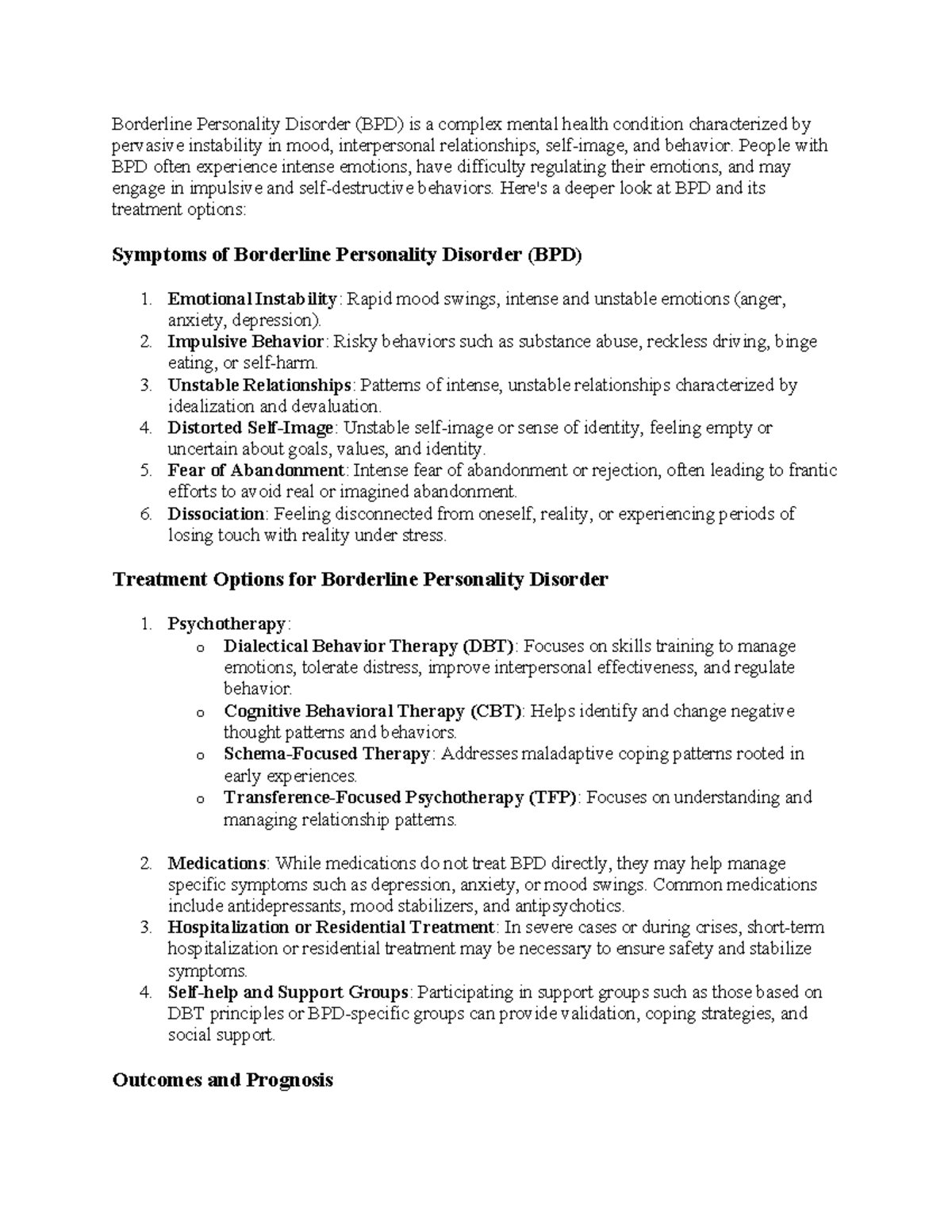 Understanding BPD: Symptoms, Treatment, and Prognosis (BPD Study Notes ...