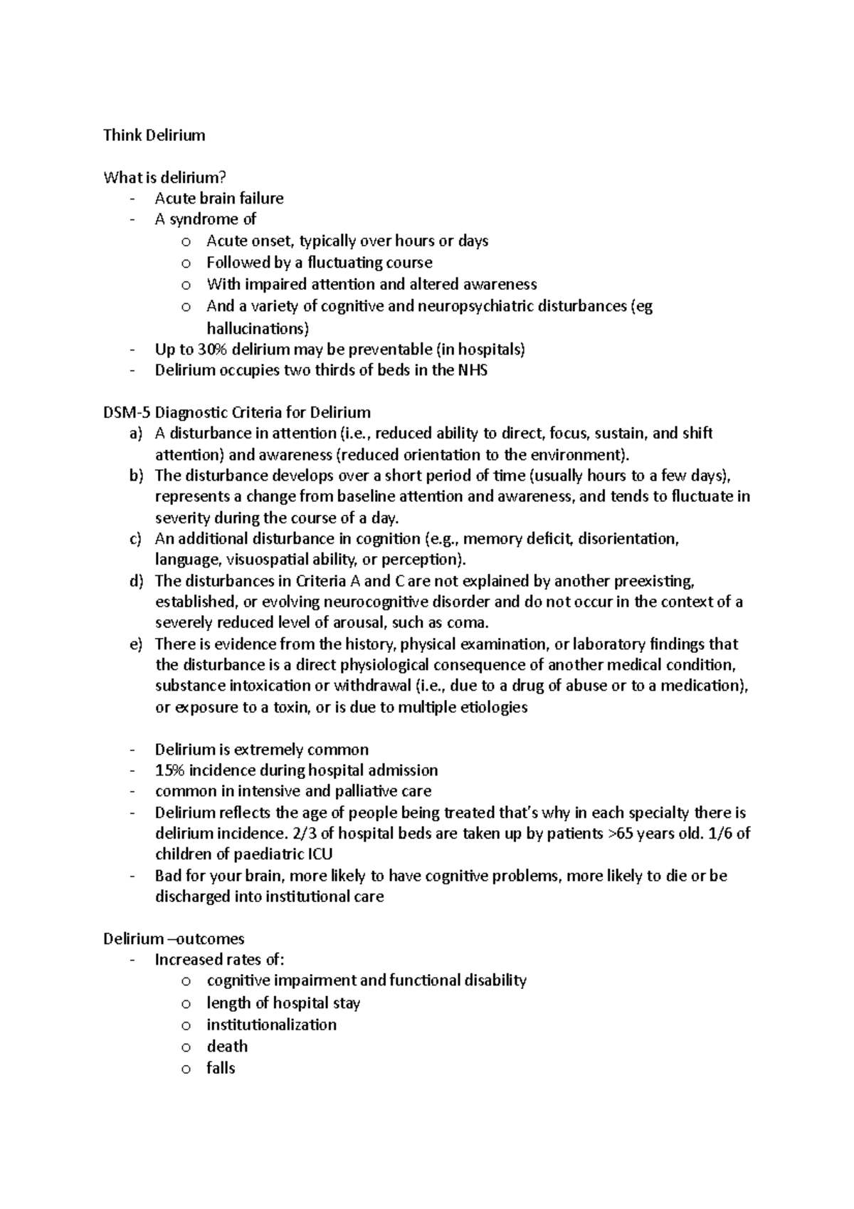 Supporting Life - Think Delirium - Think Delirium What is delirium ...