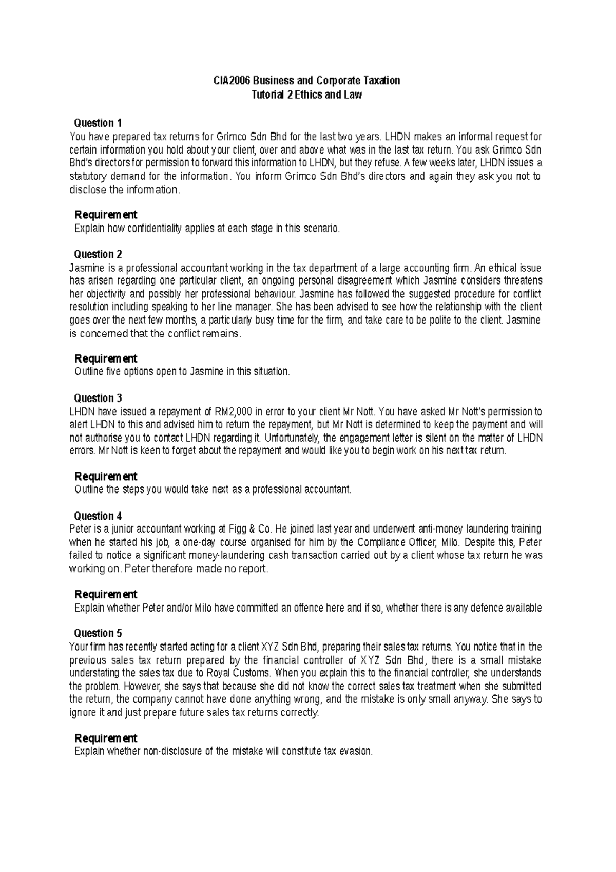 Week 3 Tutorial 3 Questions - CIA2006 Business and Corporate Taxation ...