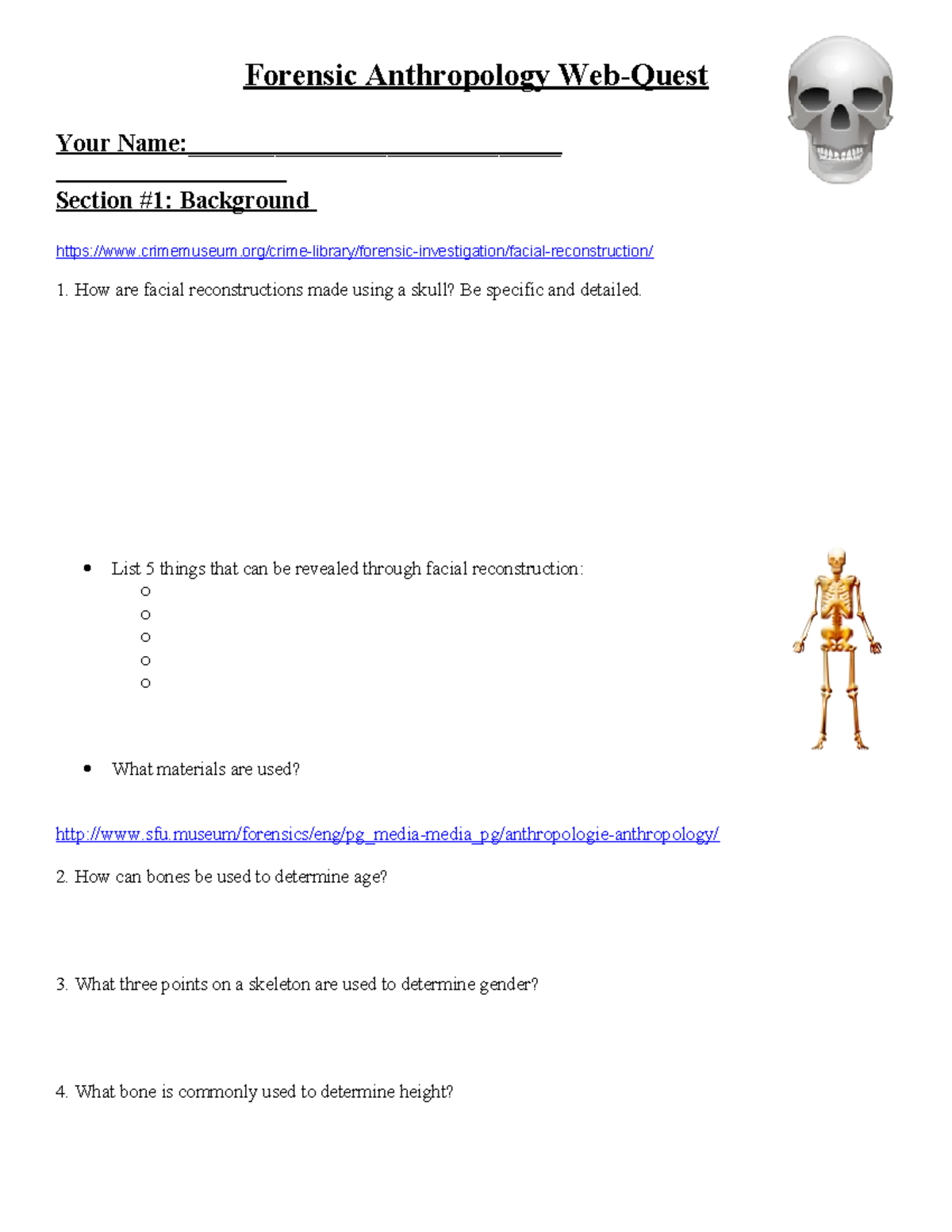 Forensic anthropology webquest - Forensic Anthropology Web-Quest Your ...