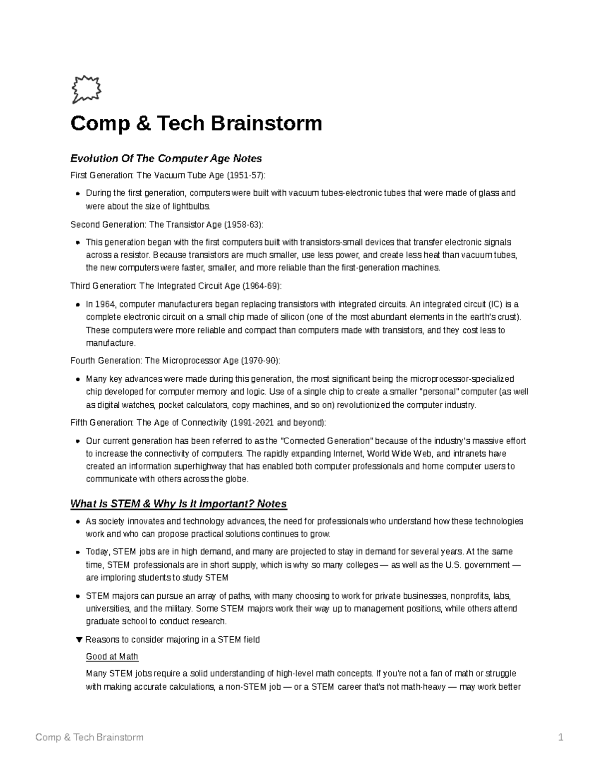 Comp Tech Brainstorm - Provides questions and answers on a few ...