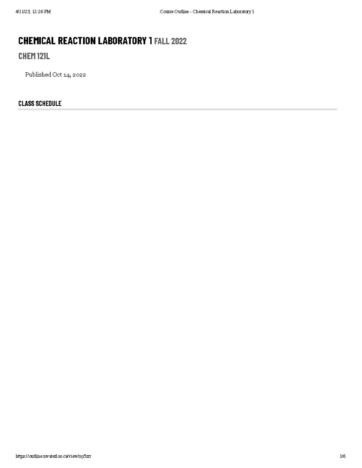CHEM 121L-Chemical Reaction Laboratory 1 - CHEMICAL REACTION LABORATORY ...