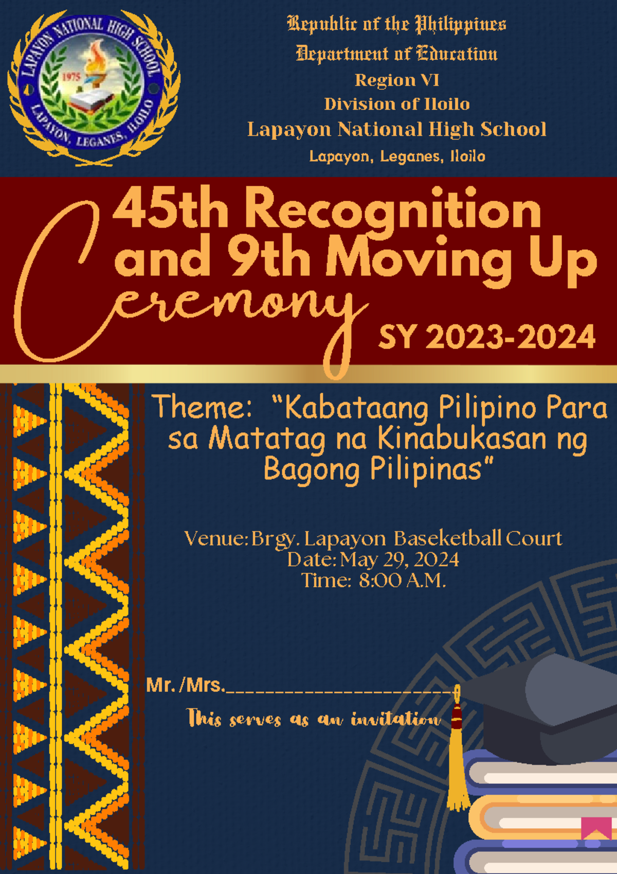 Dark Blue Brown Illustration 27Th Graduation Program - SY 2023- 45th ...