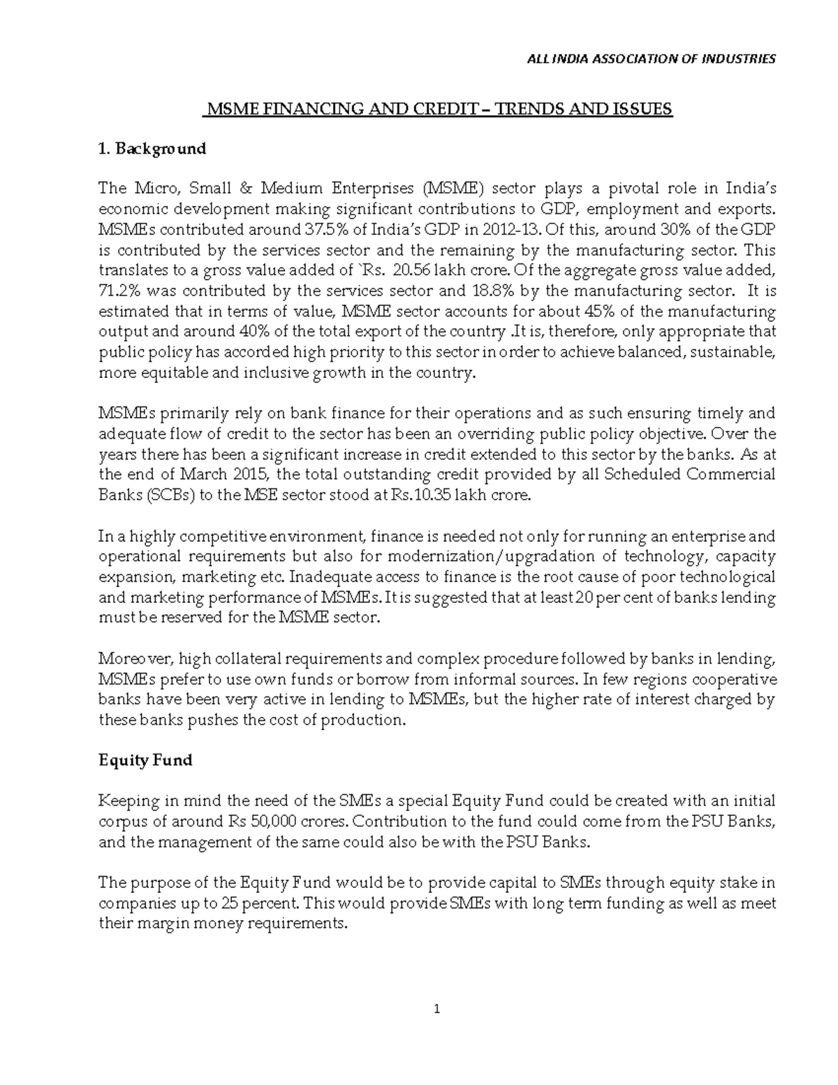 MSME Financing AND Credit Trends AND Issues - MSME FINANCING AND CREDIT ...