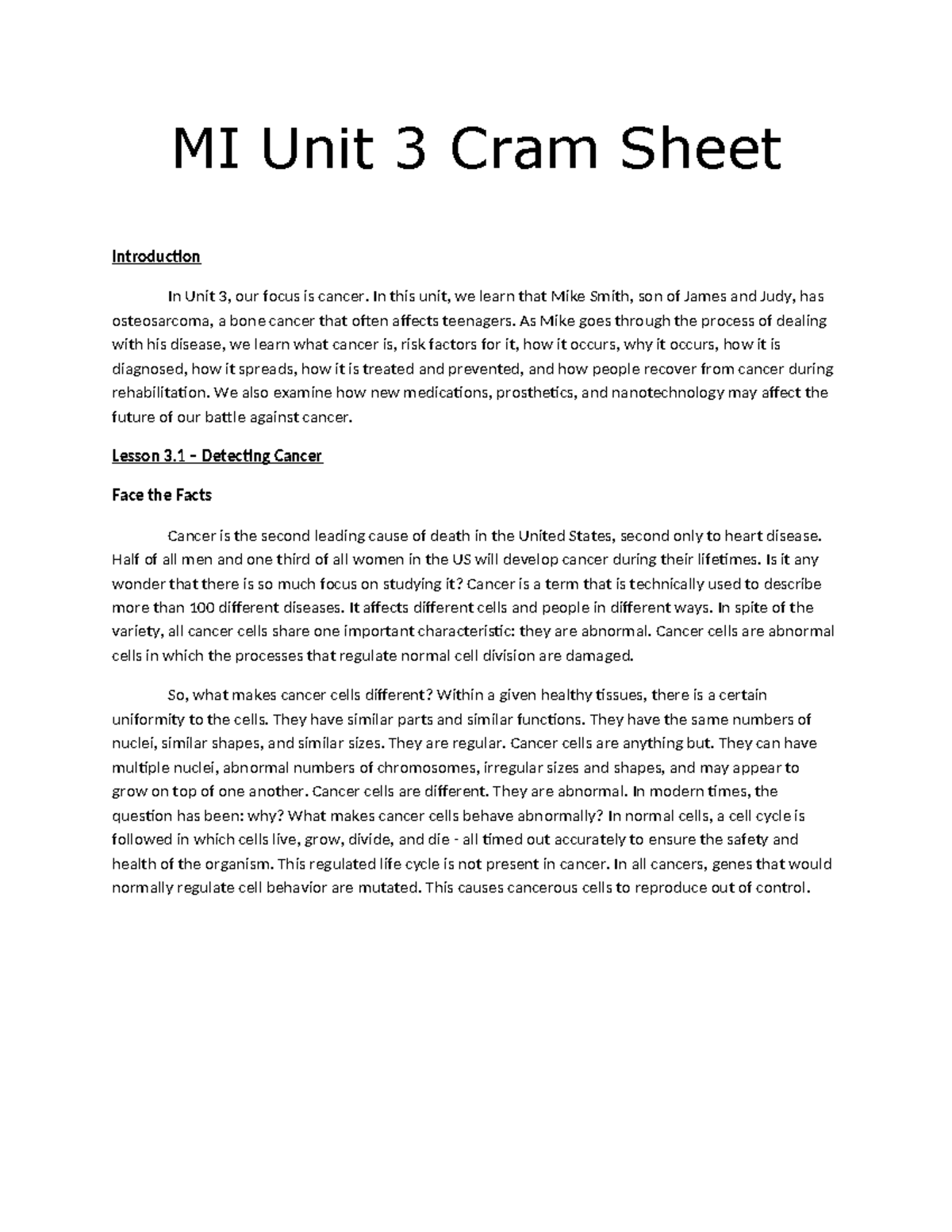 MI Unit 3 Cram Sheet 2017 - MI Unit 3 Cram Sheet Introduction In Unit 3 ...