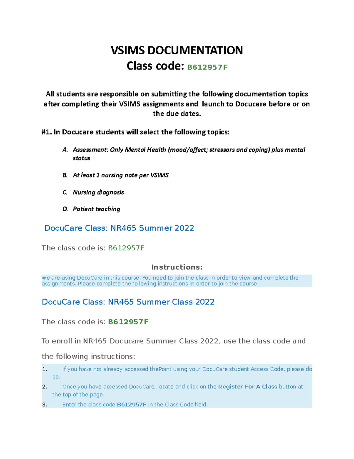 Vsims Documentation 2022 - VSIMS DOCUMENTATION Class code: B612957F All ...