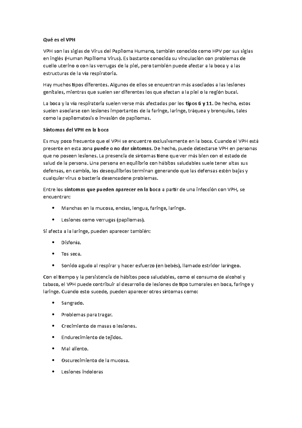 Qué es el VPH - para casa abierta - Qué es el VPH VPH son las siglas de ...