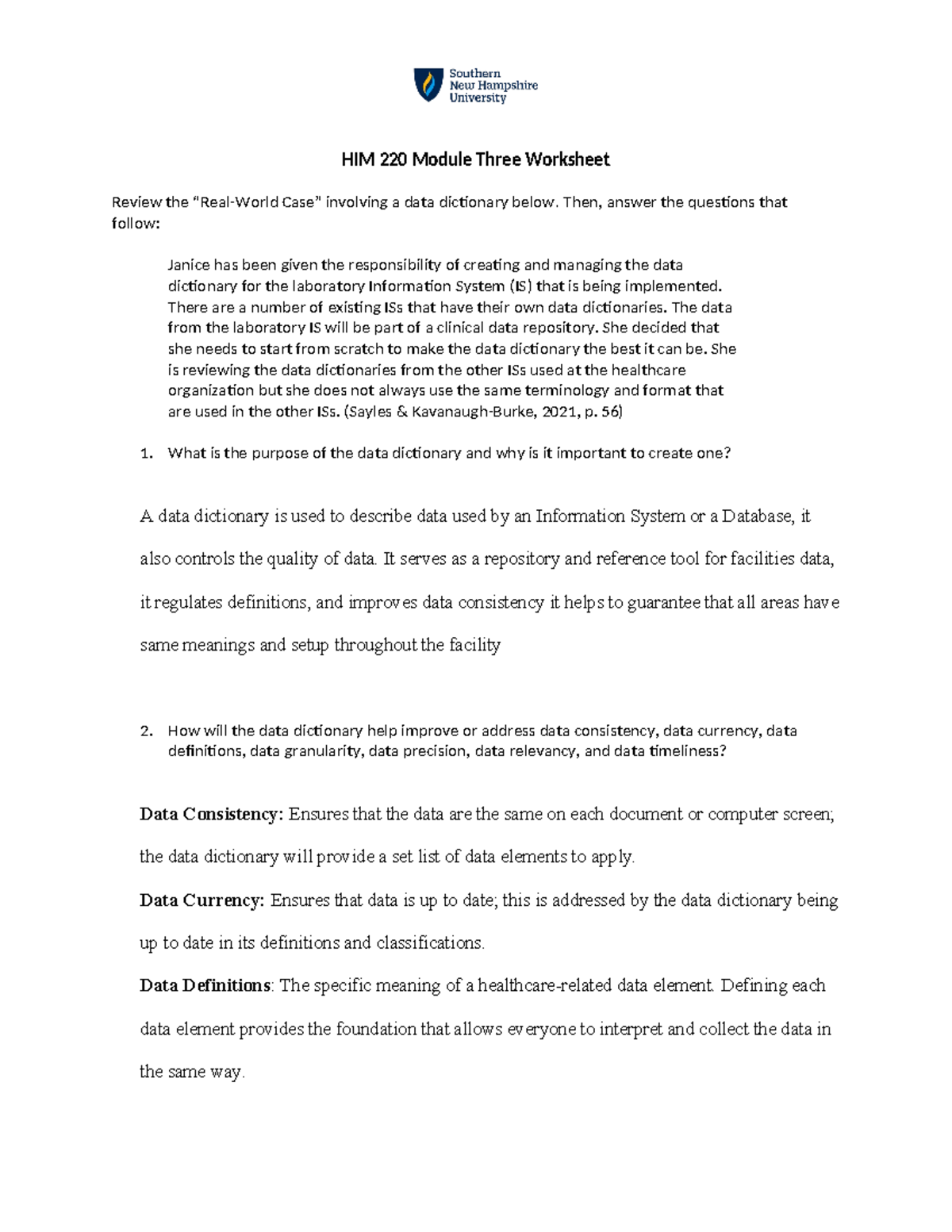 HIM 220 Module Three Worksheet - HIM 220 Module Three Worksheet Review ...
