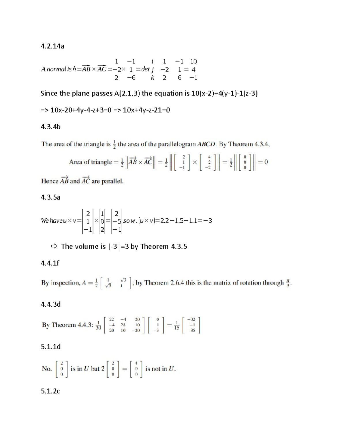 A3 Phạm Tuấn Thành - My Homework - 4.2 Anormalis ⃗ n =⃗ AB× ⃗ AC = 1 − ...