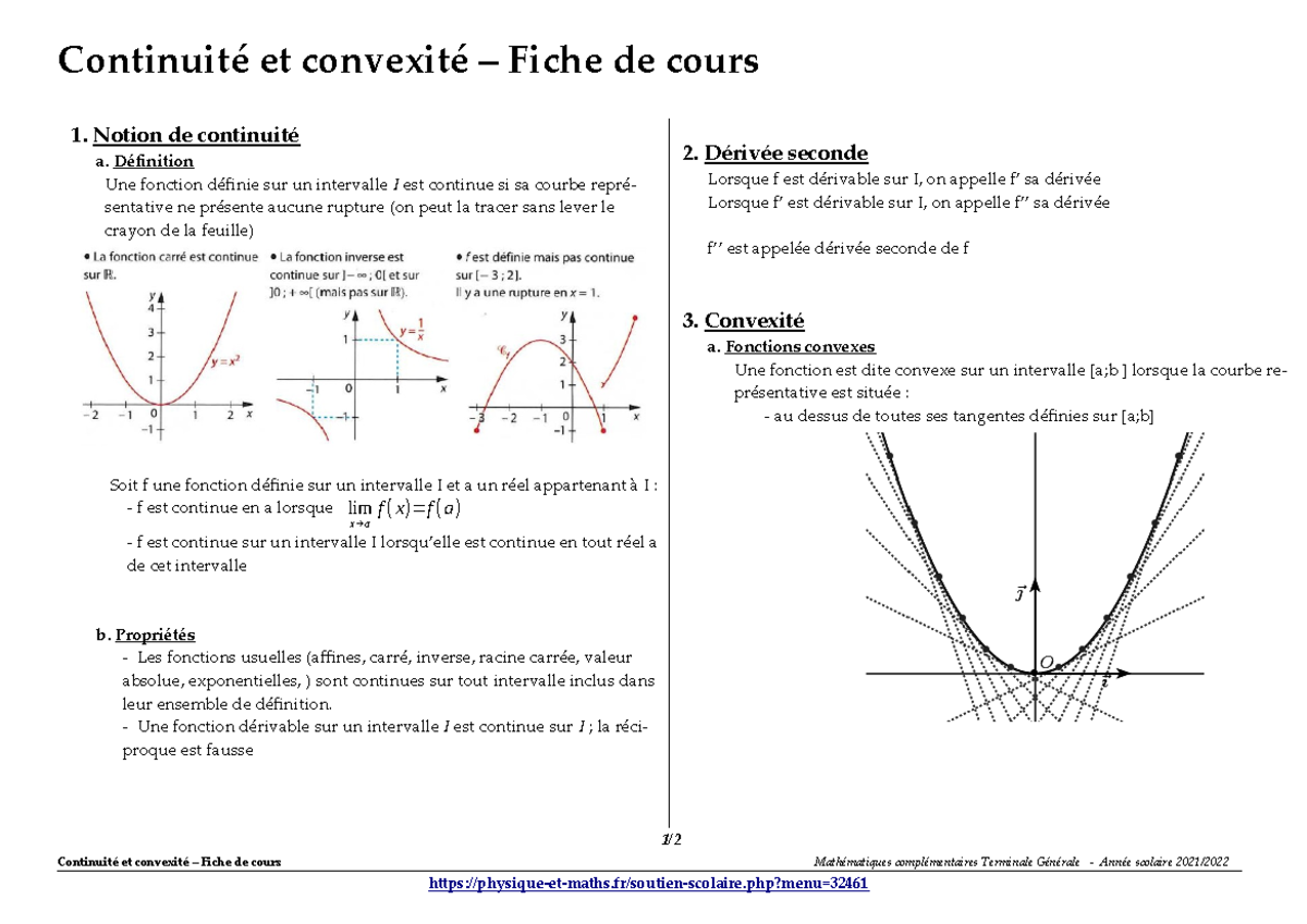 Continuite convexite fiche cours - Continuité et convexité – Fiche de ...