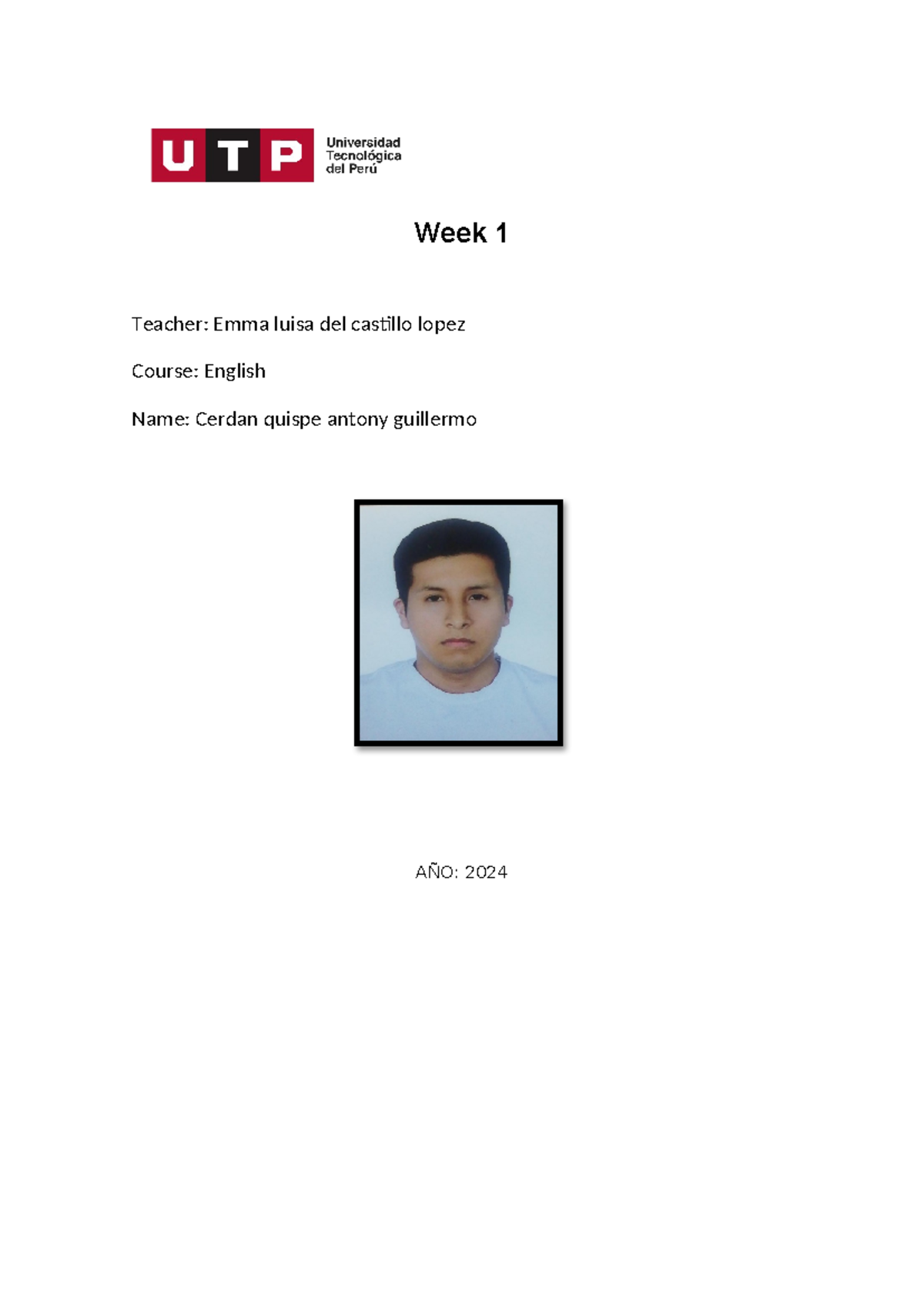 Semana 2 Ingles - asdsaddssdsad - Redacción de textos - Week 1 Teacher ...