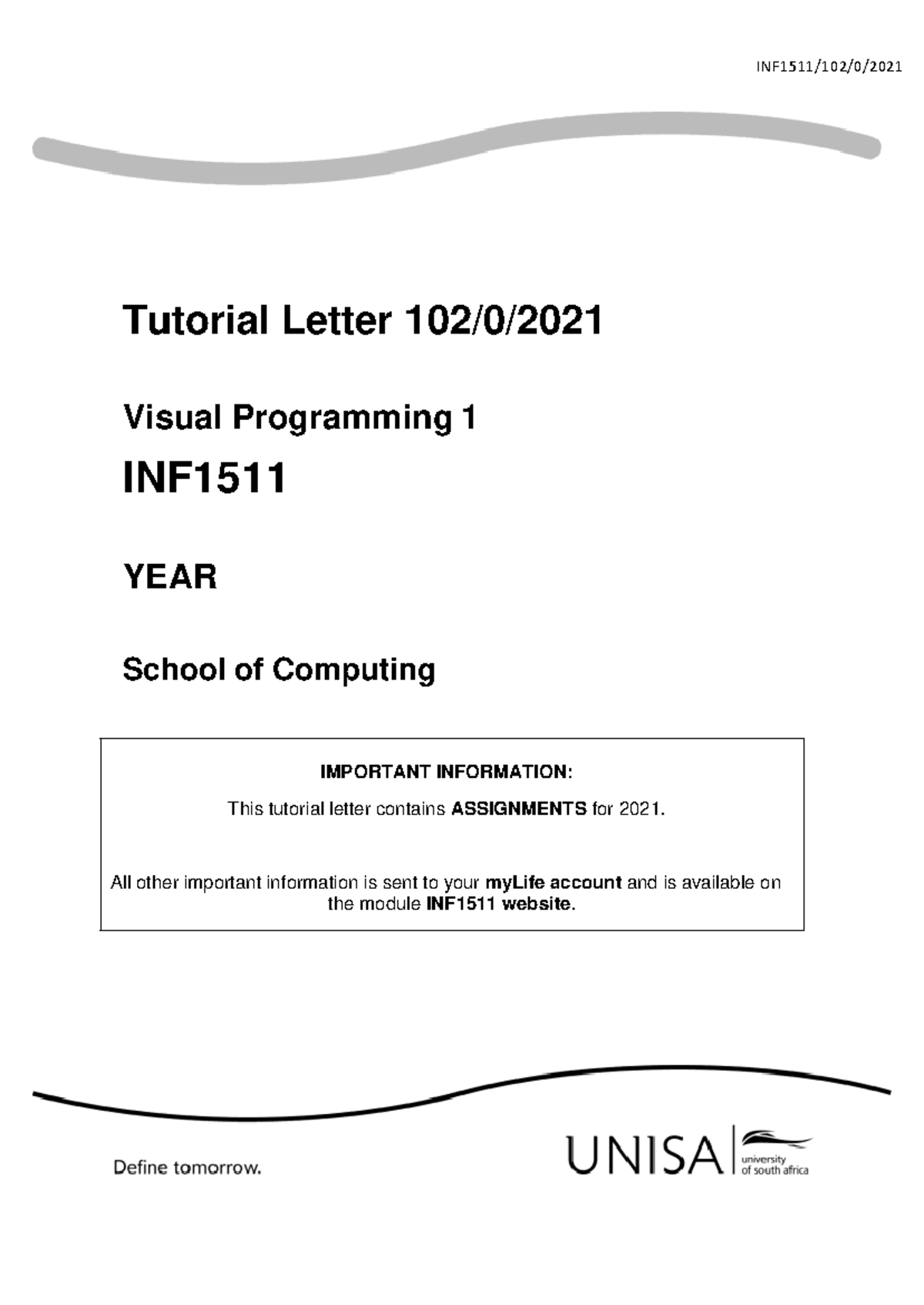 2021 Inf1511 Tl102 0 2021 All Assignments Inf15111020 Tutorial Letter 102 0 2021 Visual 