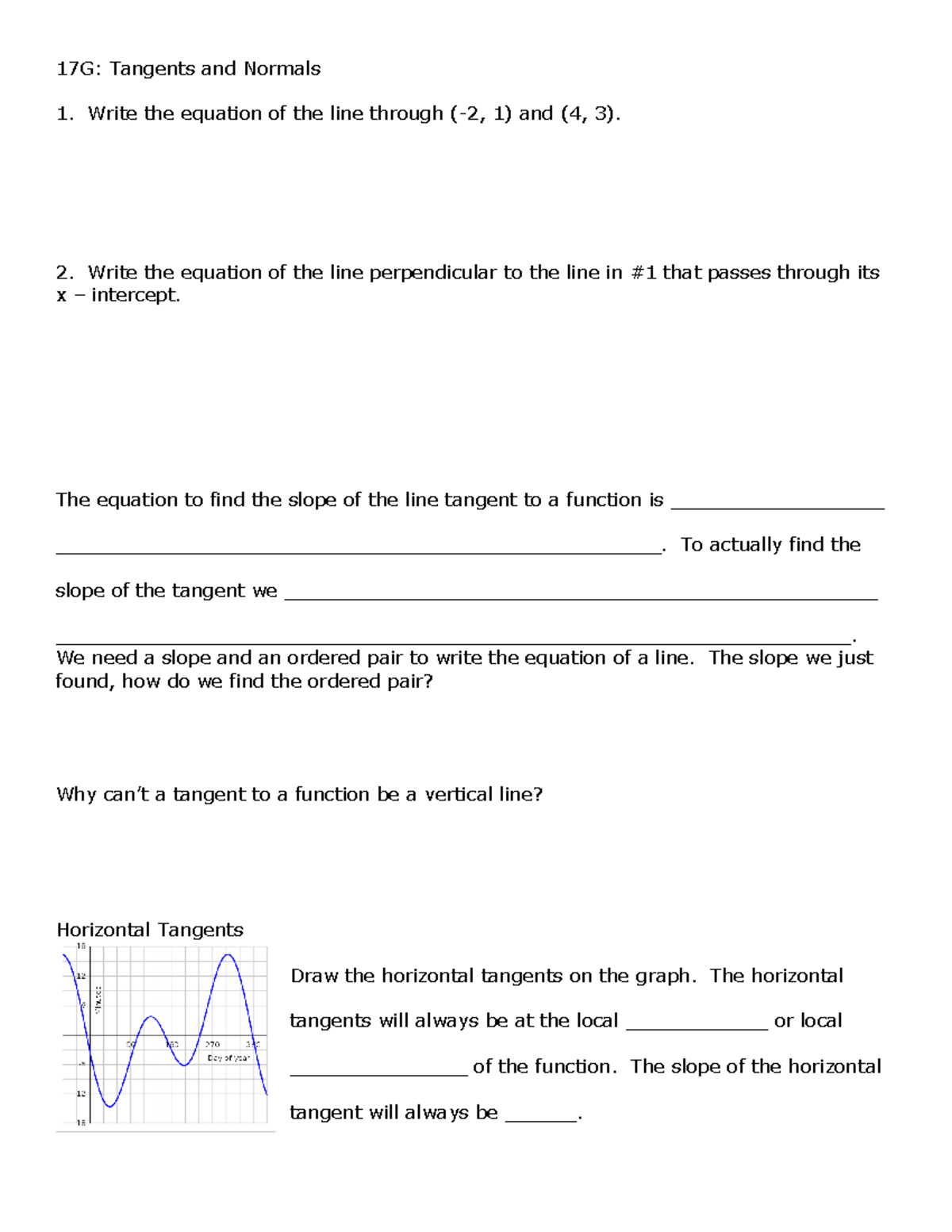 PDF document - Algebra II lesson note - 17G: Tangents and Normals Write ...